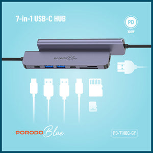 Porodo Blue 7 In 1 USB-C Hub